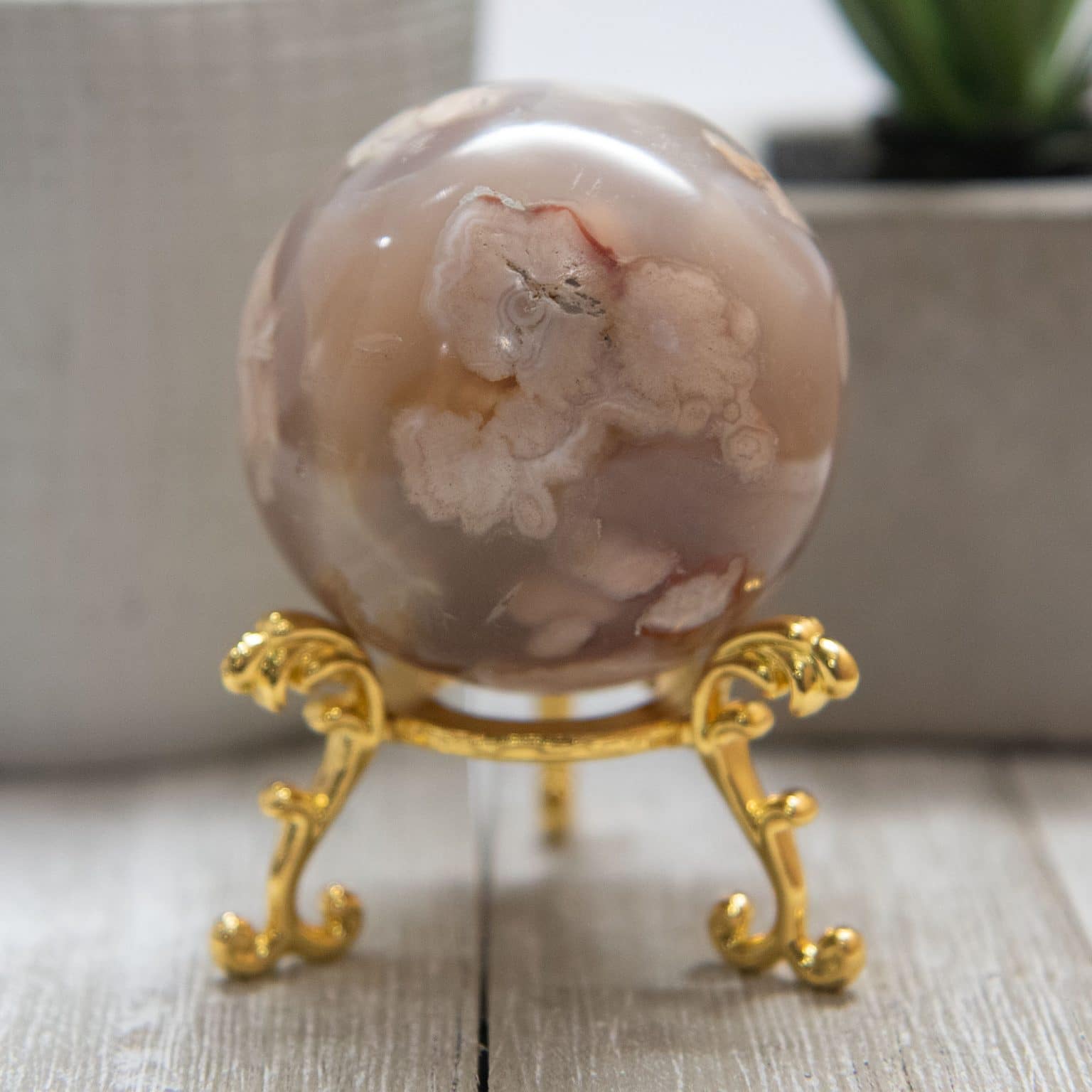 Cherry Blossom Flower Agate Sphere 255g 57mm - Divine Schorl Crystals ...