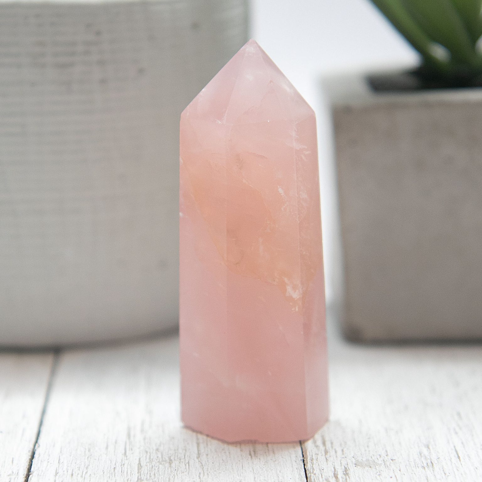 Rose Quartz Point Tower - Divine Schorl Crystals, Gems and Minerals