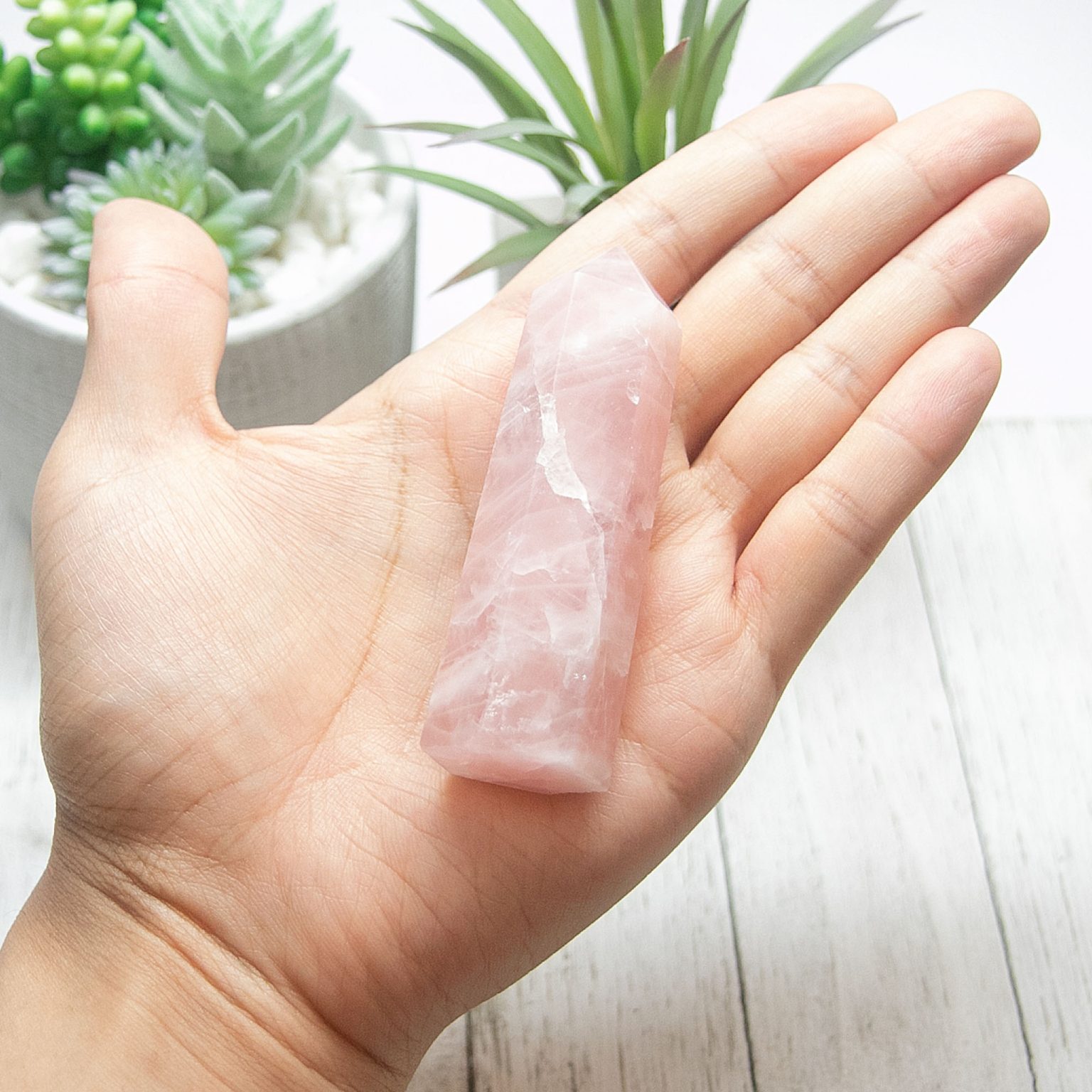 Rose Quartz Point Tower - Divine Schorl Crystals, Gems and Minerals