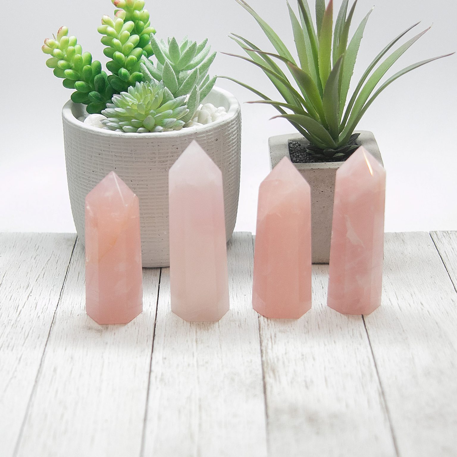 Rose Quartz Point Tower - Divine Schorl Crystals, Gems and Minerals